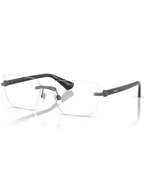 Burberry Rimless Rectangle Eyeglasses With Tortoiseshell Accents - Matte Gray