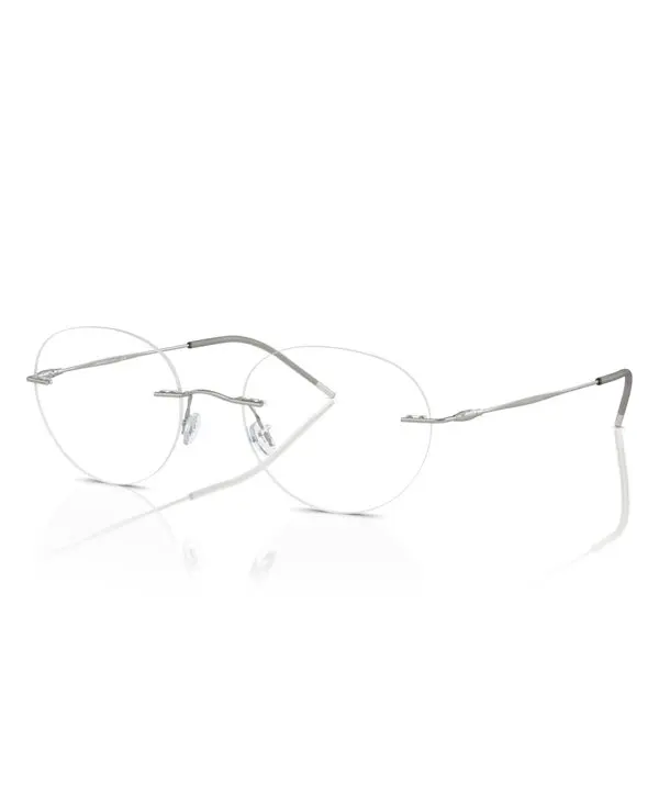 Giorgio Armani Rimless Round Eyeglasses - Matte Silver