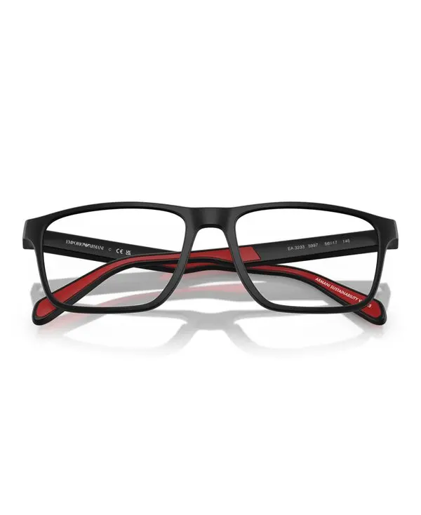 Emporio Armani Rectangle Full Rim Eyeglasses - Matte Black