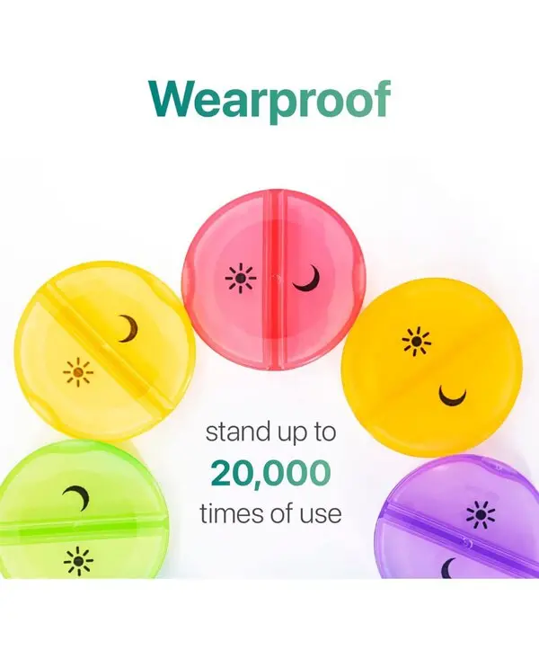 SUKUOS Weekly Pill Organizer Day 2 Times A Day - Clear