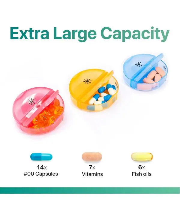 SUKUOS Weekly Pill Organizer Day 2 Times A Day - Clear