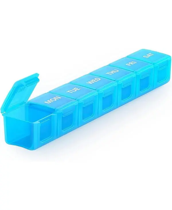 SUKUOS Extra Large Day Pill Organizer Easy To Open - Blue