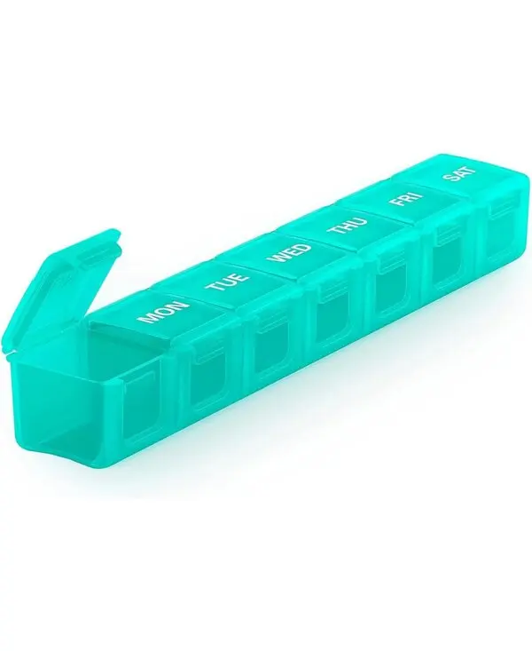 SUKUOS Extra Large Day Pill Organizer Easy To Open - Cyan