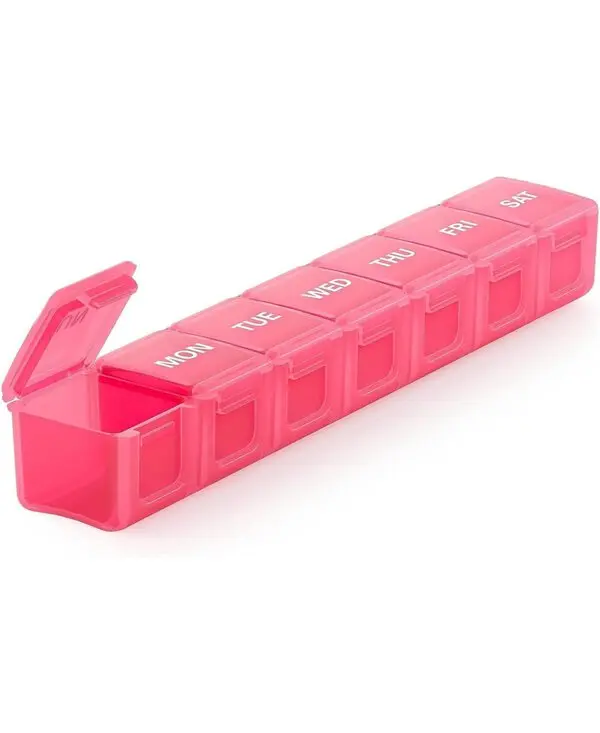 SUKUOS Extra Large Day Pill Organizer Easy To Open - Pink
