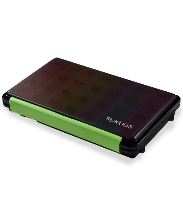 SUKUOS Large Weekly Pill Organizer 7 Day - Black
