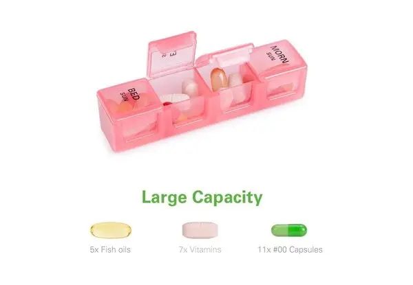 SUKUOS Large Weekly Pill Organizer 7 Day - Black