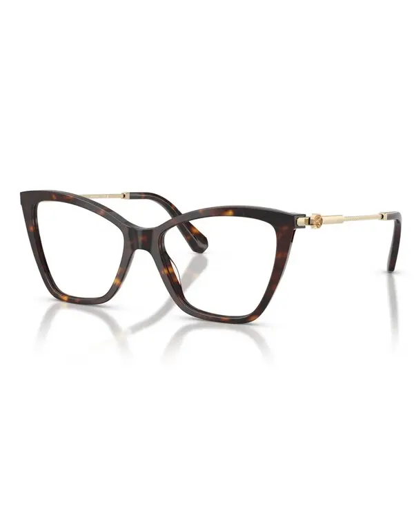 SWAROVSKI Cat Eye Eyeglasses With Tortoiseshell Finish And Strass Detailing - Havana