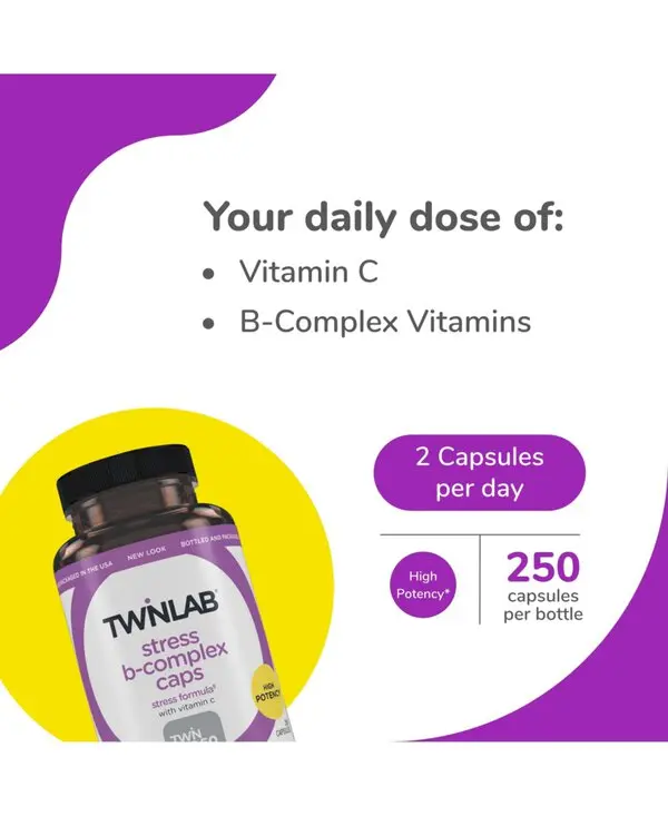 TWINLAB Stress B-complex Caps Energy Support Supplement With Vitamin B12 And B6-250 Capsules