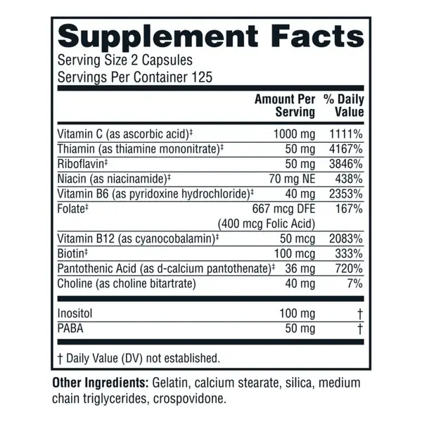 TWINLAB Stress B-complex Caps Energy Support Supplement With Vitamin B12 And B6-250 Capsules