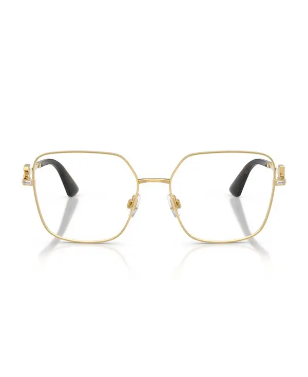Dolce & Gabbana Square Eyeglasses With Crystal Embellishments - Gold