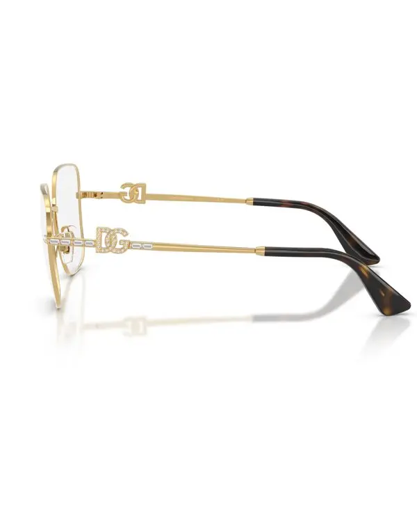 Dolce & Gabbana Square Eyeglasses With Crystal Embellishments - Gold