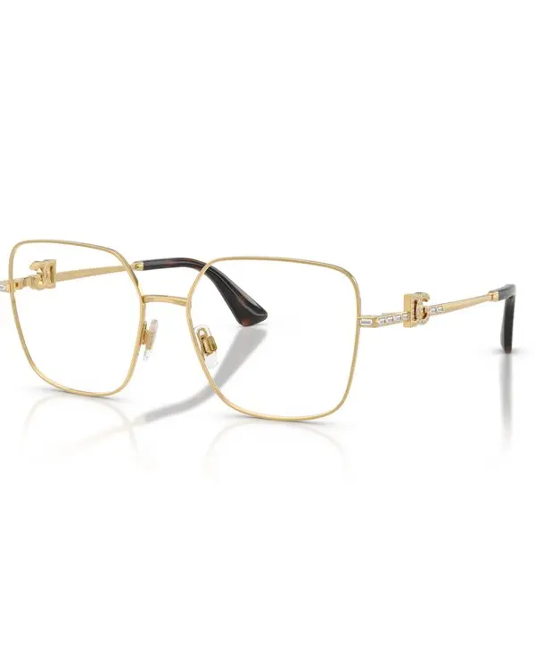 Dolce & Gabbana Square Eyeglasses With Crystal Embellishments - Gold