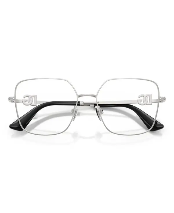 Dolce & Gabbana Square Frame Eyeglasses With Crystal Embellishments - Silver