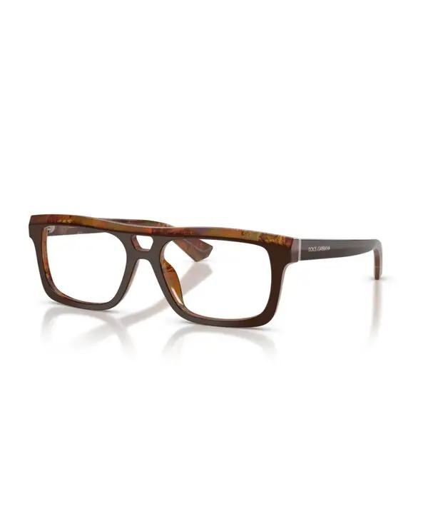 Dolce & Gabbana Square Eyeglasses - Top Brown,pearl Gold Brown
