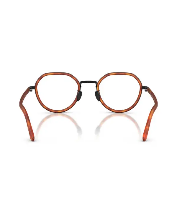 Giorgio Armani Round Full Rim Eyeglasses With Tortoiseshell Acetate Temples