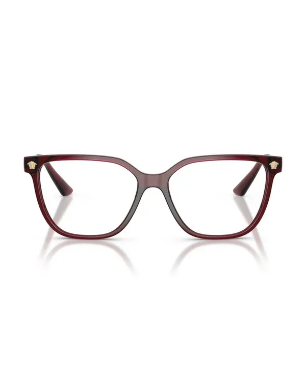 Versace Square Frame Eyeglasses With Medusa Motif - Cherry Transparent