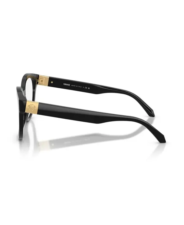 Versace Round Eyeglasses With Gold Tone Medusa Detail