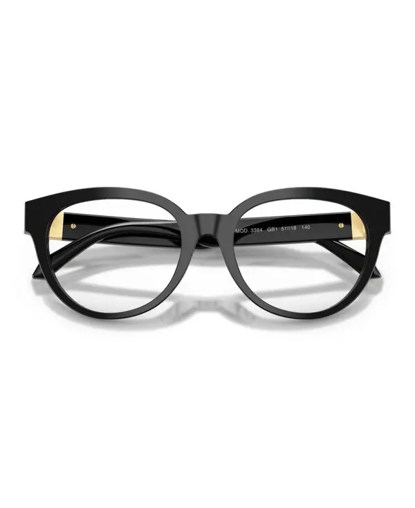 Versace Round Eyeglasses With Gold Tone Medusa Detail