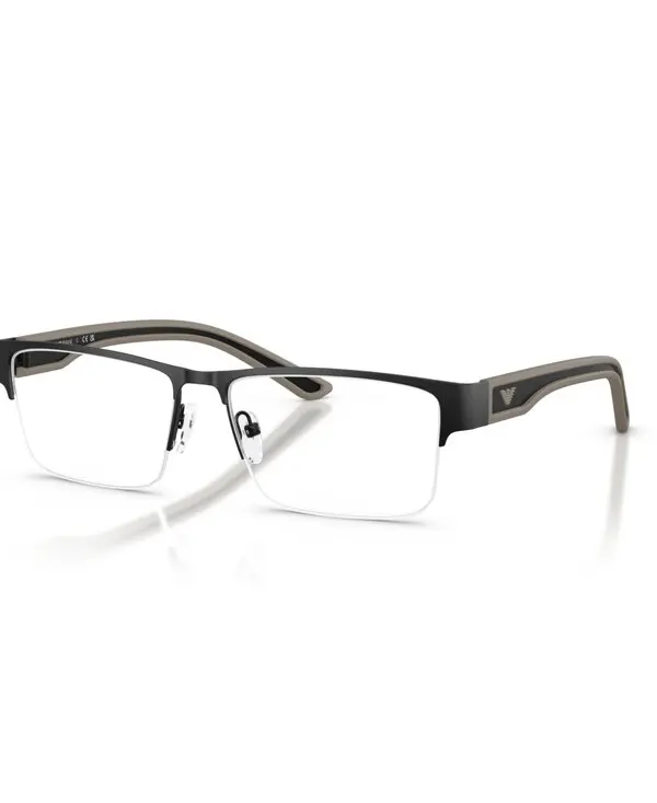 Emporio Armani Rectangle Semi-rim Eyeglasses - Rubberized Matte Black