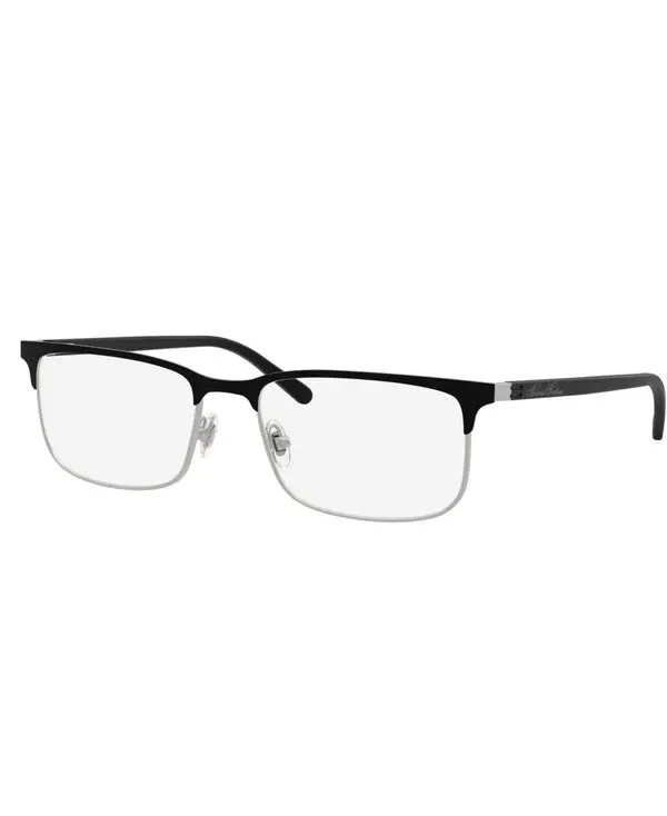 Brooks Brothers Rectangle Half Rim Eyeglasses - Matte Silver