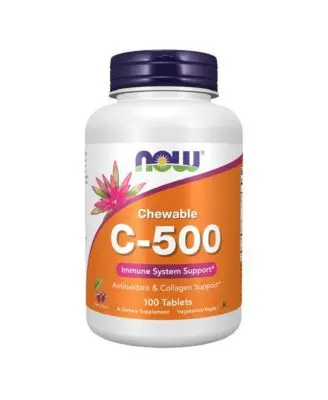 NOW FOODS Vitamin C 500 Cherry Chewable 100 Tabs - No Color