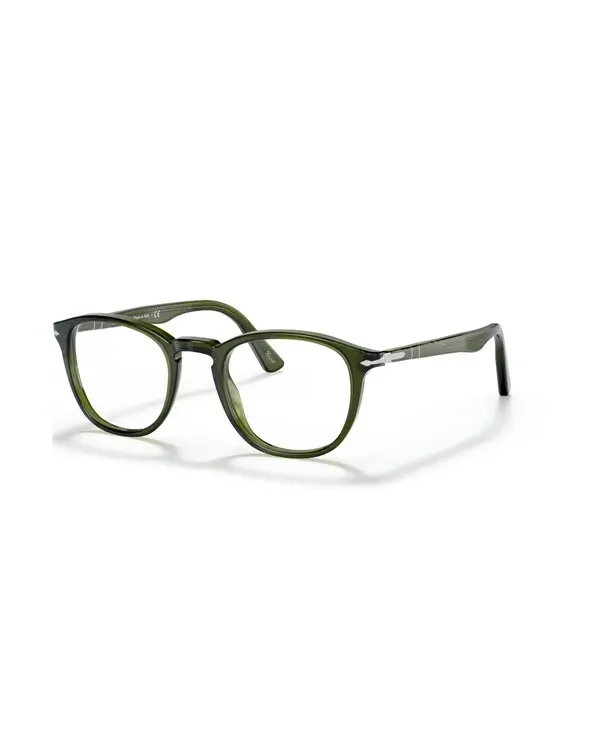Persol Round Full Rim Eyeglasses - Olive Green Transparent