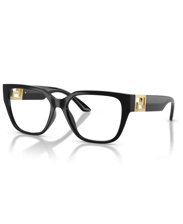 Versace Square Eyeglasses With Greca Motif - Black