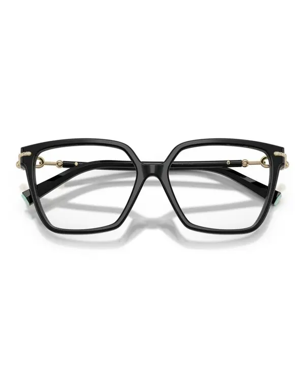 Tiffany & Co. Square Eyeglasses With Strass Crystal Embellishments - Black