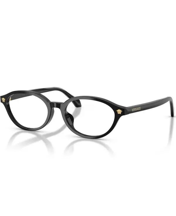 Versace Oval Eyeglasses With Medusa Motif - Black