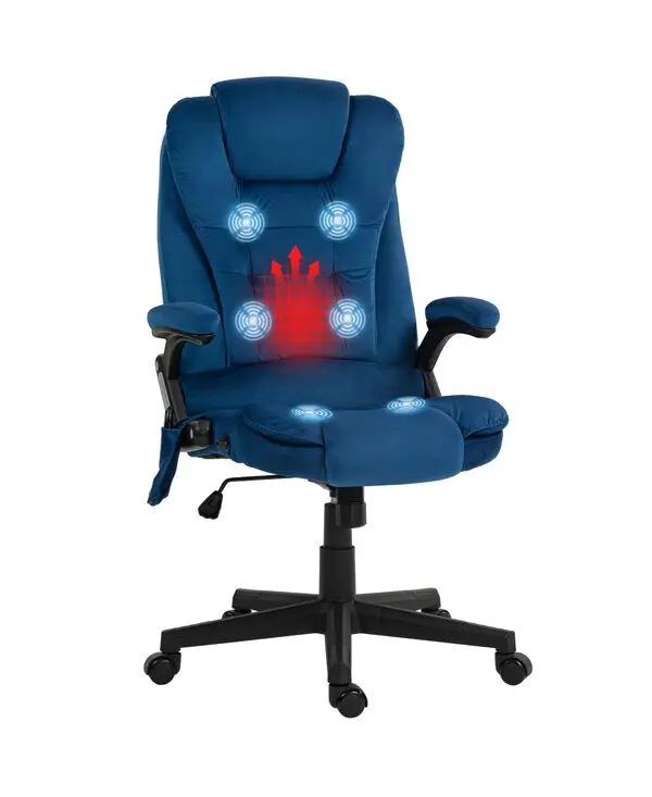 HOMCOM Vinsetto 6 Point Vibrating Massage Office Chair With Lumbar Heat - Blue