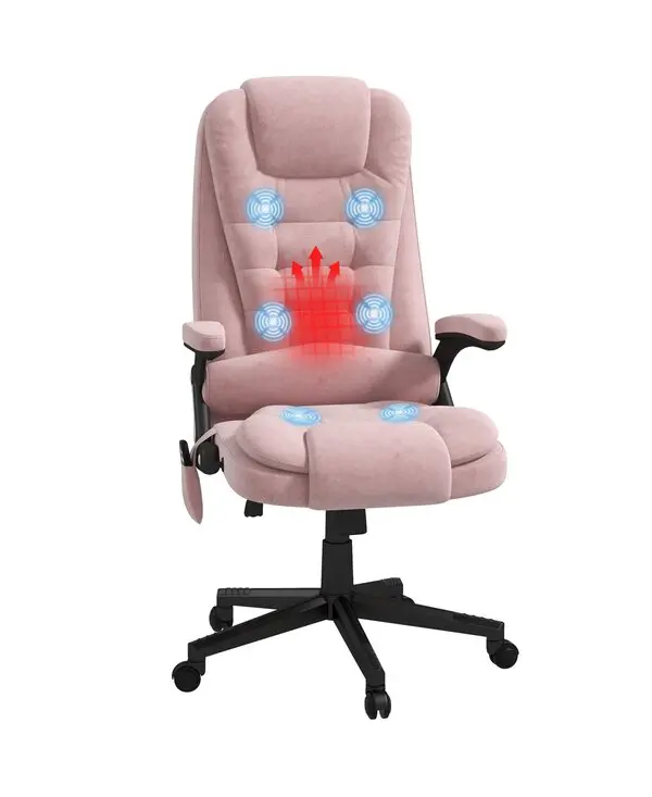 HOMCOM Vinsetto 6 Point Vibrating Massage Office Chair With Lumbar Heat - Pink