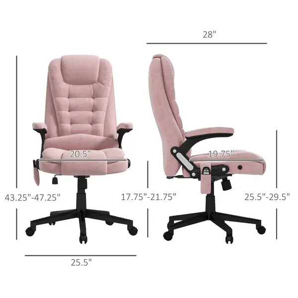 HOMCOM Vinsetto 6 Point Vibrating Massage Office Chair With Lumbar Heat - Pink