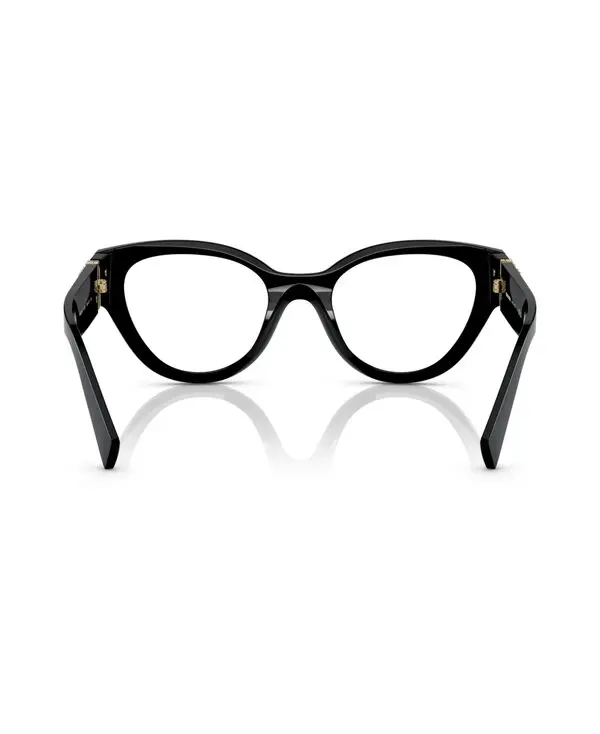 Miu Miu Phantos Shape Eyeglasses In Acetate With Gold Tone Logo Detail - Black