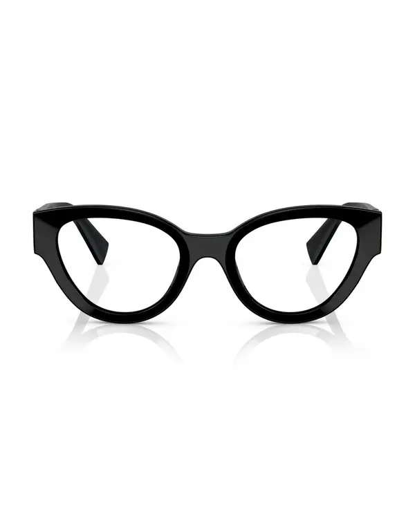 Miu Miu Phantos Shape Eyeglasses In Acetate With Gold Tone Logo Detail - Black