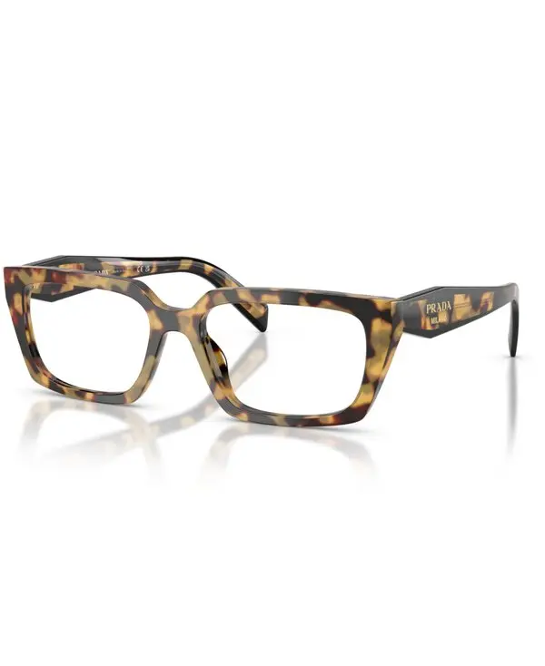 Prada Full Rim Rectangular Eyeglasses - Medium Havana