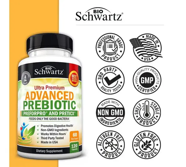 BIOSCHWARTZ Prebiotics For Advanced Gut Health Immune System Support