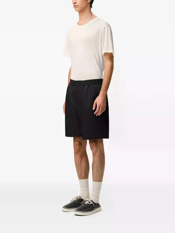 AMI Paris Nylon Shorts With De Coeur Stud Detail - Black