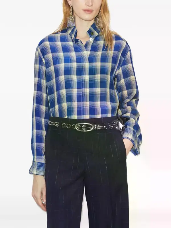 Tory Burch Shadow Plaid Italian Viscose Shirt