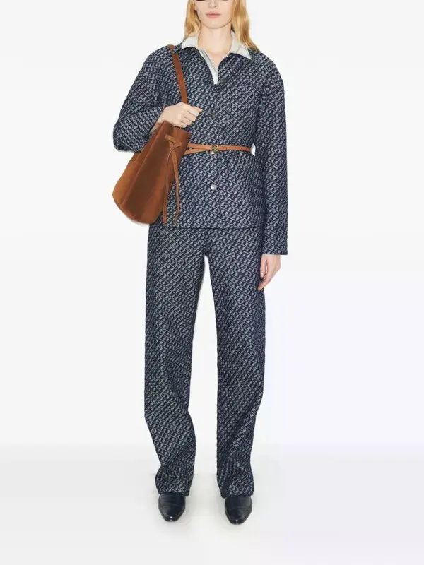 Tory Burch Denim Barn Jacket With T Link Pattern