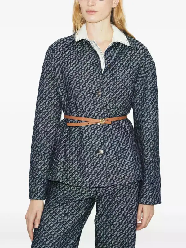 Tory Burch Denim Barn Jacket With T Link Pattern