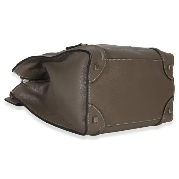 Celine Souris Drummed Calfskin Mini Luggage Tote - Gray