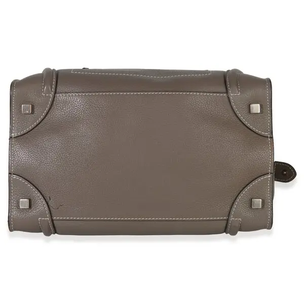 Celine Souris Drummed Calfskin Mini Luggage Tote - Gray