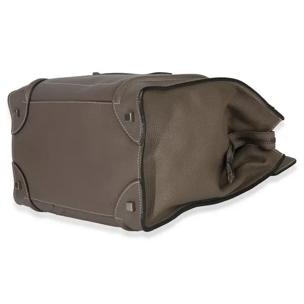 Celine Souris Drummed Calfskin Mini Luggage Tote - Gray