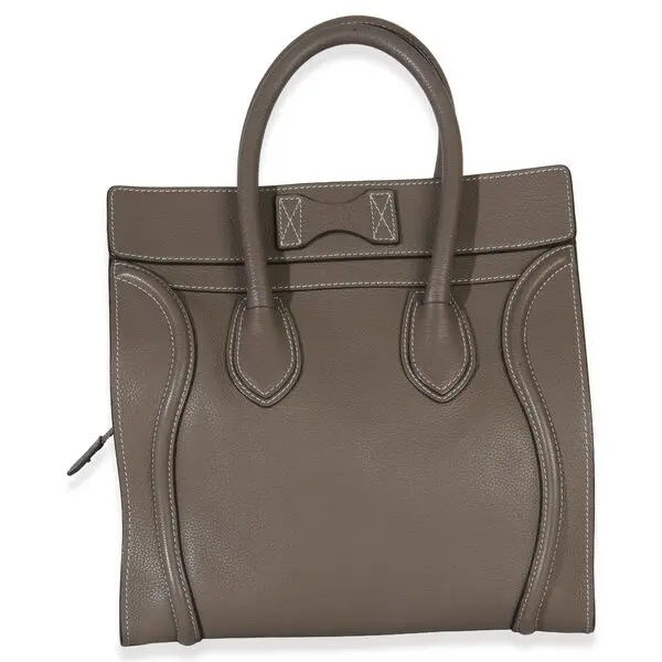 Celine Souris Drummed Calfskin Mini Luggage Tote - Gray