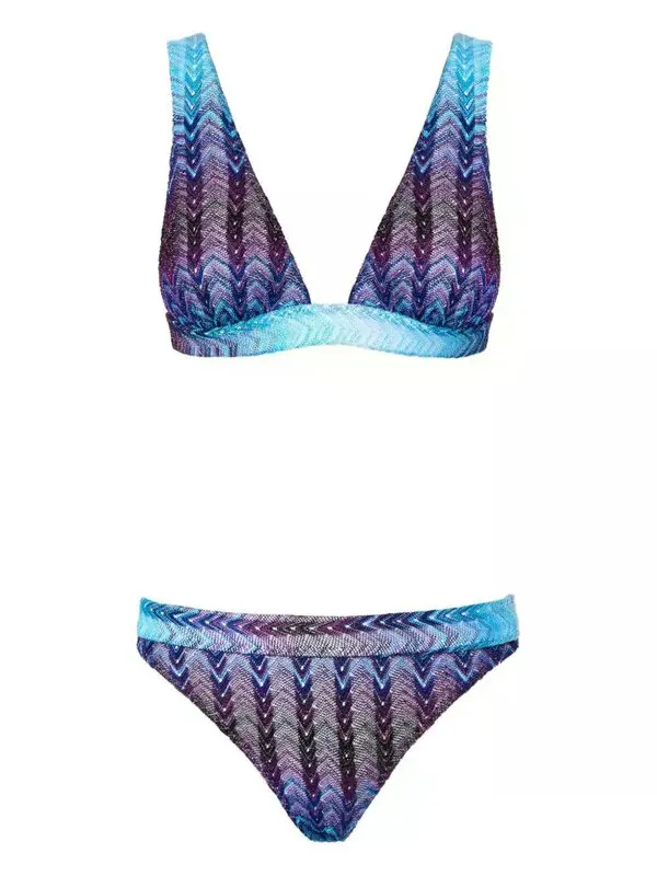 Missoni Patterned-knit Bikini - Blue