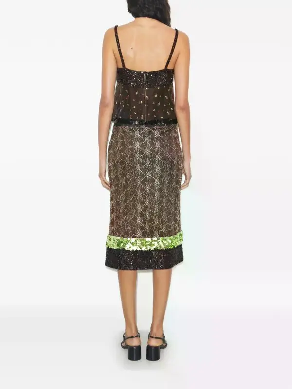 Tory Burch Embellished Lace Skirt - Brown