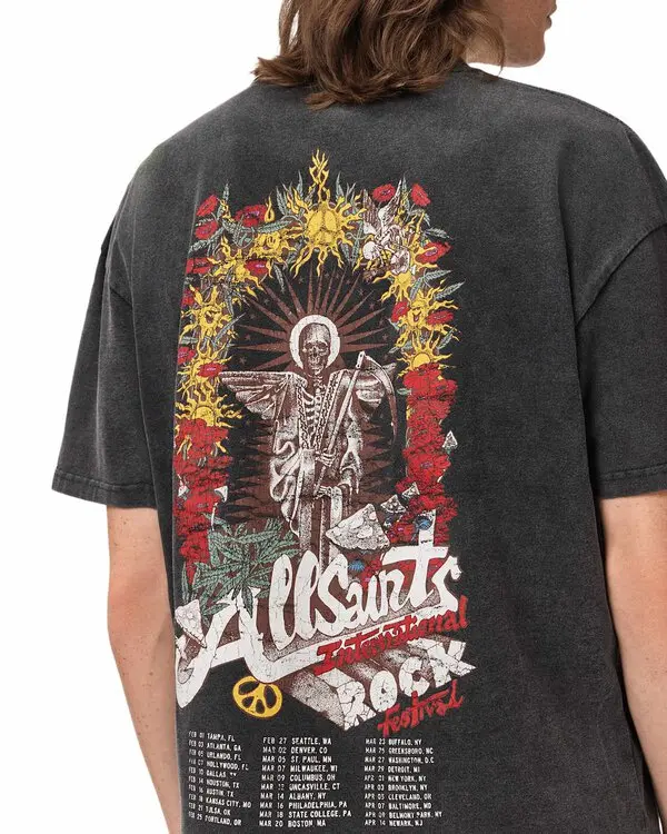 ALLSAINTS International Rock Festival Crewneck T-shirt - Washed Black