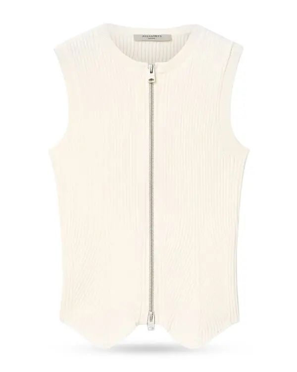 ALLSAINTS Cruz Zip Waistcoat - Chalk White