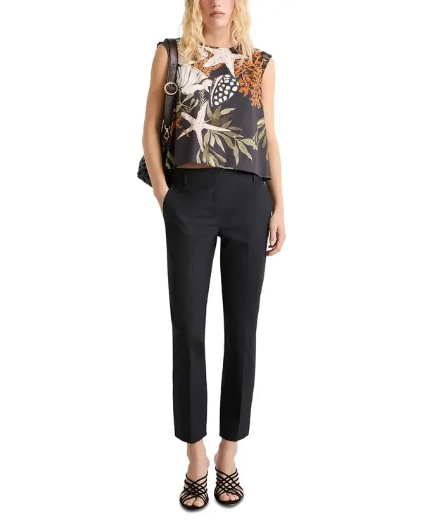 Marella Affine Printed Cotton Blend Top - Black