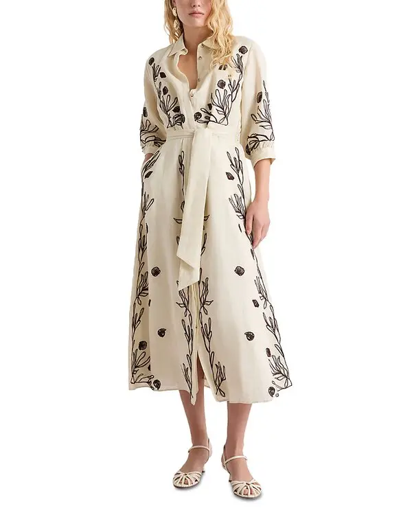 Marella Banda Embroidered Linen Shirt Dress
